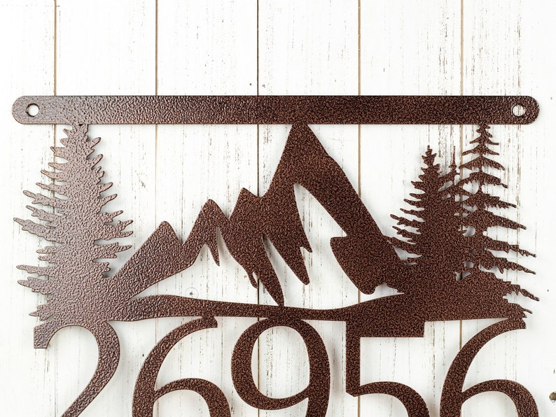 Custom Metal House Number Sign with Mountains Outdoor Address | Etsy