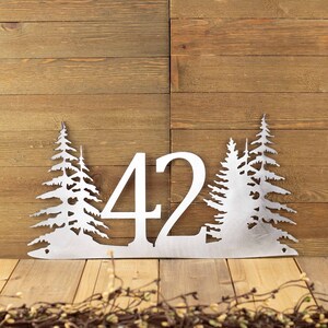 Custom Pine Trees House Number Metal Sign, 2 Digit, Pine Tree, Address ...