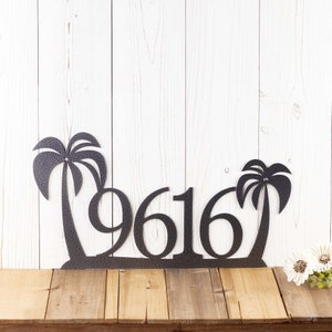 Palm Tree Address Sign, Palm Tree House Number Sign, Metal Sign, Metal ...