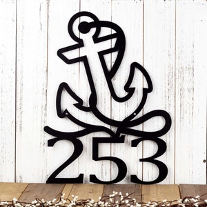 Nautical House Number With Anchor Metal Address Plaque - Etsy
