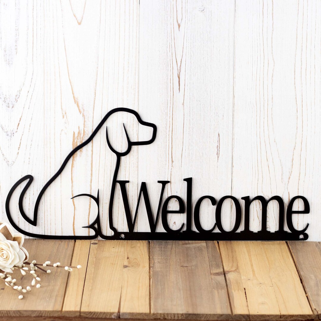 Dog Welcome Sign, Labrador, Outdoor Metal Wall Art, Dog Lover Gift, Dog ...