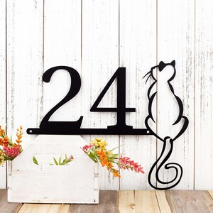 Cat House Number Metal Sign, Address Sign, Custom Sign, House Numbers ...