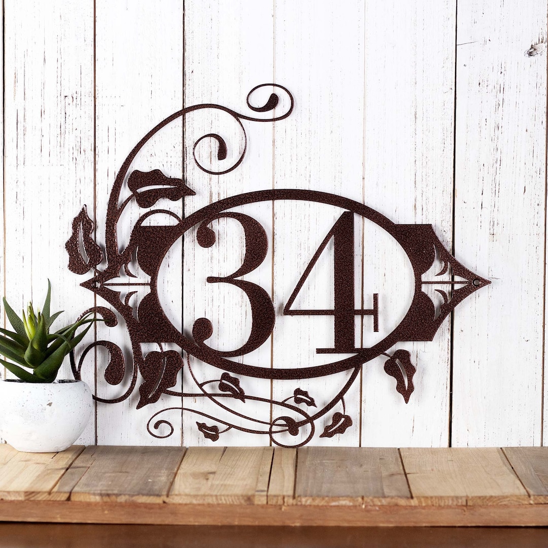 Metal House Number Plaque, Outdoor Custom Address Sign, Personalized ...