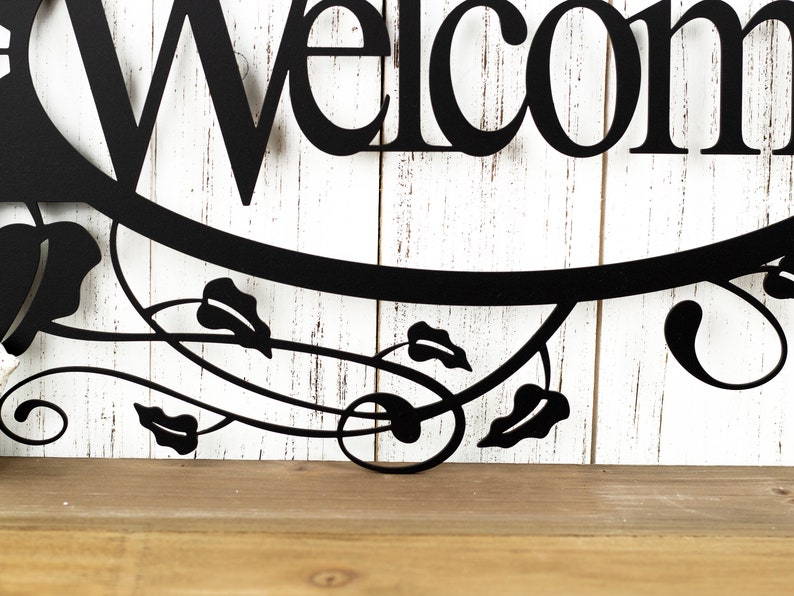 Welcome Metal Sign With Vines Metal Wall Art Outdoor Sign - Etsy