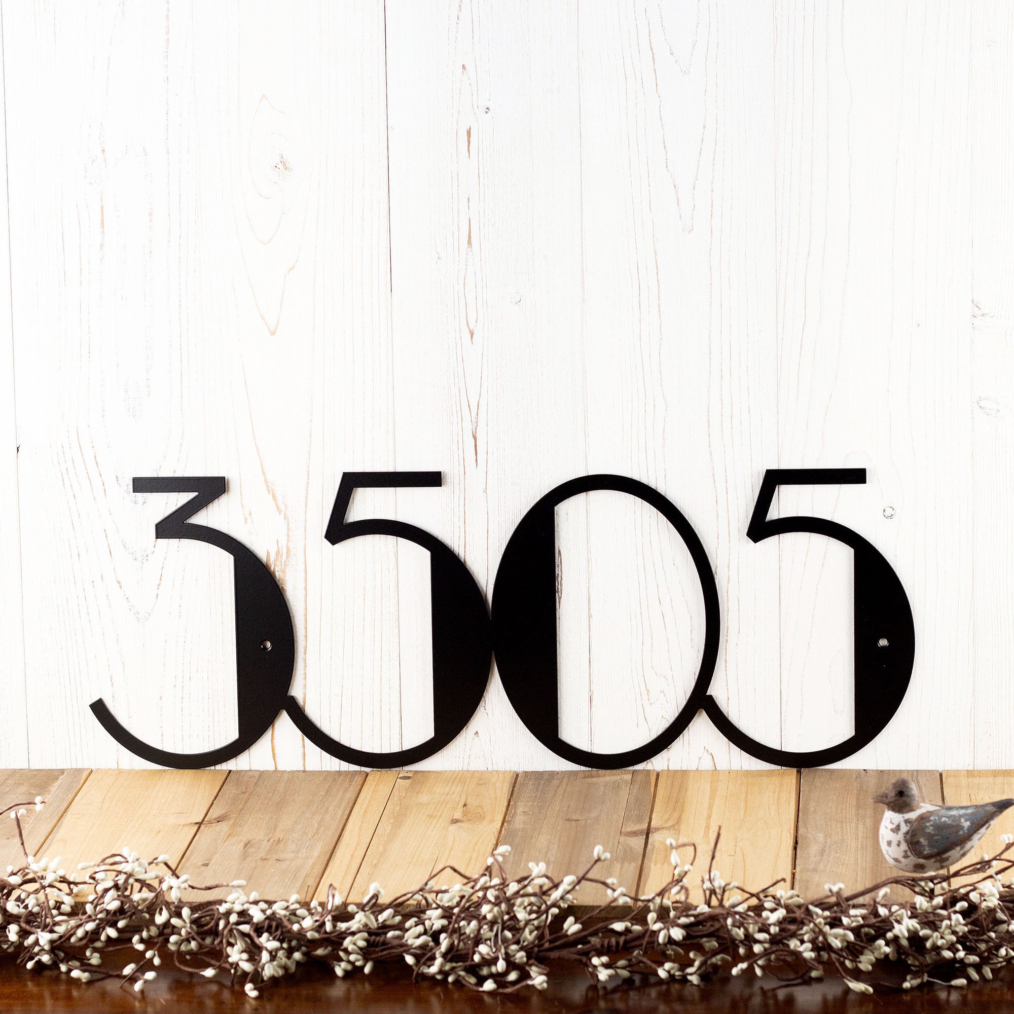 Personalized Modern Metal House Number Sign, Mid-century Style 6 Inch ...