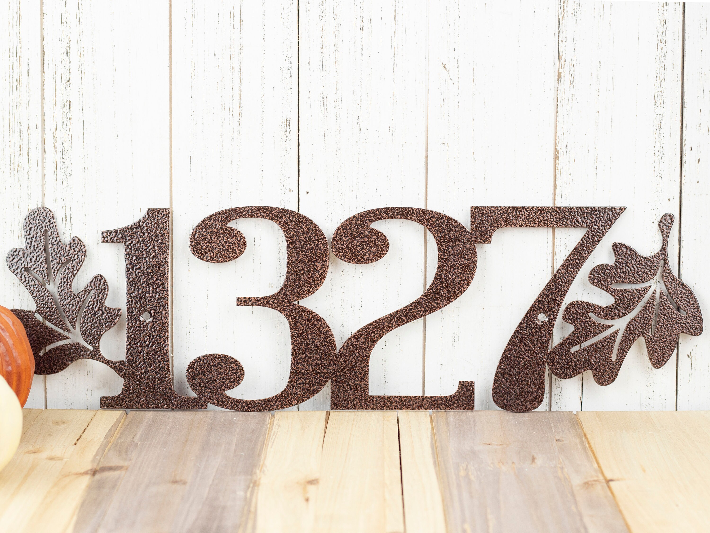 Custom Outdoor House Number Metal Sign with Oak Leaves 4 | Etsy