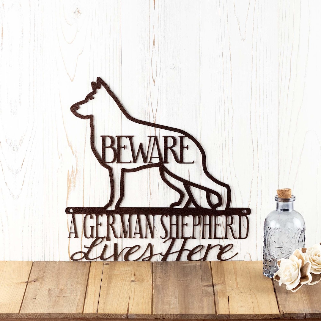 German Shepherd Breed Metal Sign, Beware of Dog on Premises Steel ...