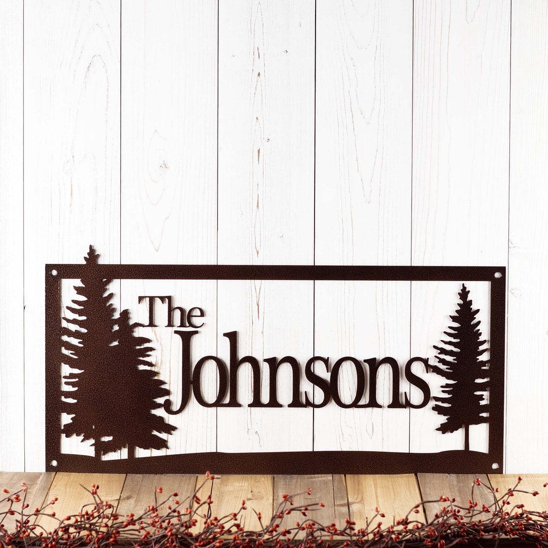 Custom Metal Sign, Family Name Rectangular Plaque, Metal Wall Art, Pine ...