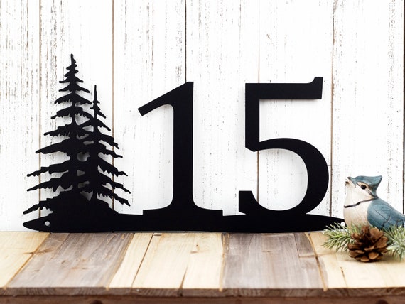 Rustic House Number Pine Trees Metal Sign House Numbers - Etsy