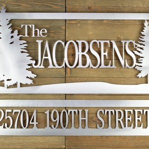 Custom Name and Address Metal Sign Pine Trees Outdoor Sign - Etsy