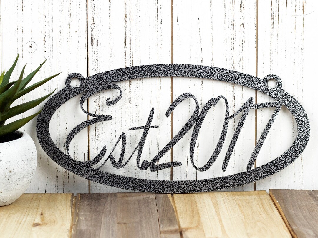 Established Oval Metal Sign Metal Wall Art Wedding Gift - Etsy