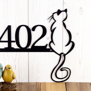 Cat House Number Metal Sign, Address Sign, Custom Sign, House Numbers ...