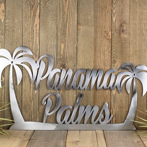 Palm Tree Wall Art Metal Sign Personalized Outdoor Beach - Etsy