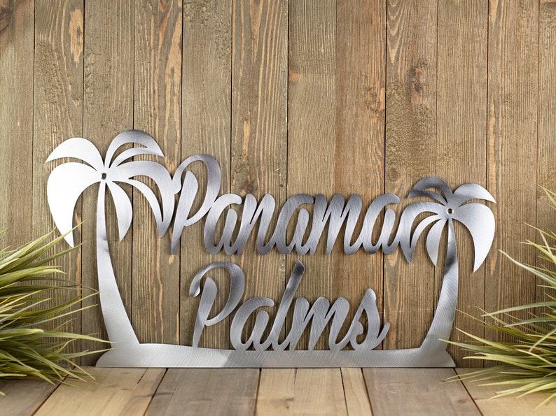 Palm Tree Wall Art Metal Sign Personalized Outdoor Beach - Etsy