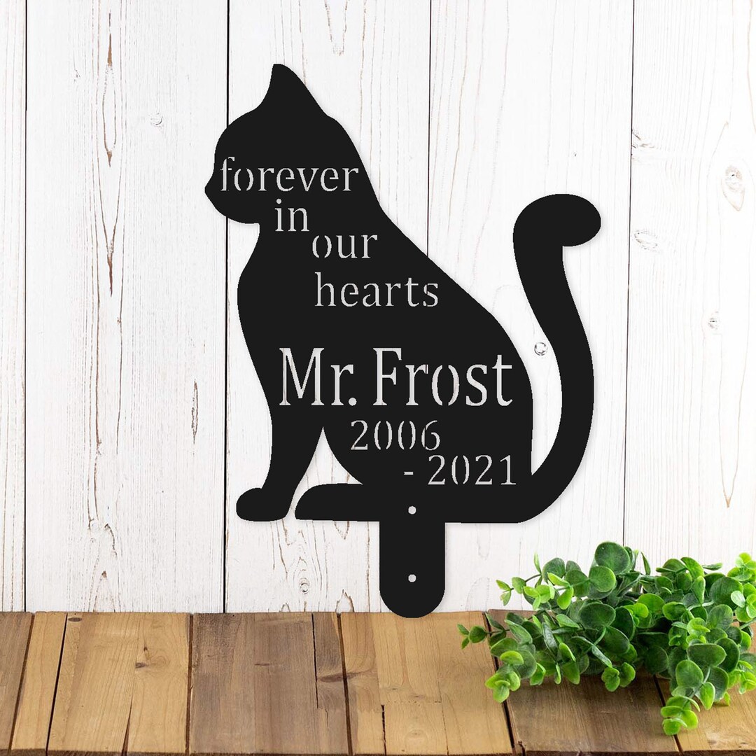 Cat Memorial Garden Stake, Cat Metal Sign, Pet Grave Marker Cat ...