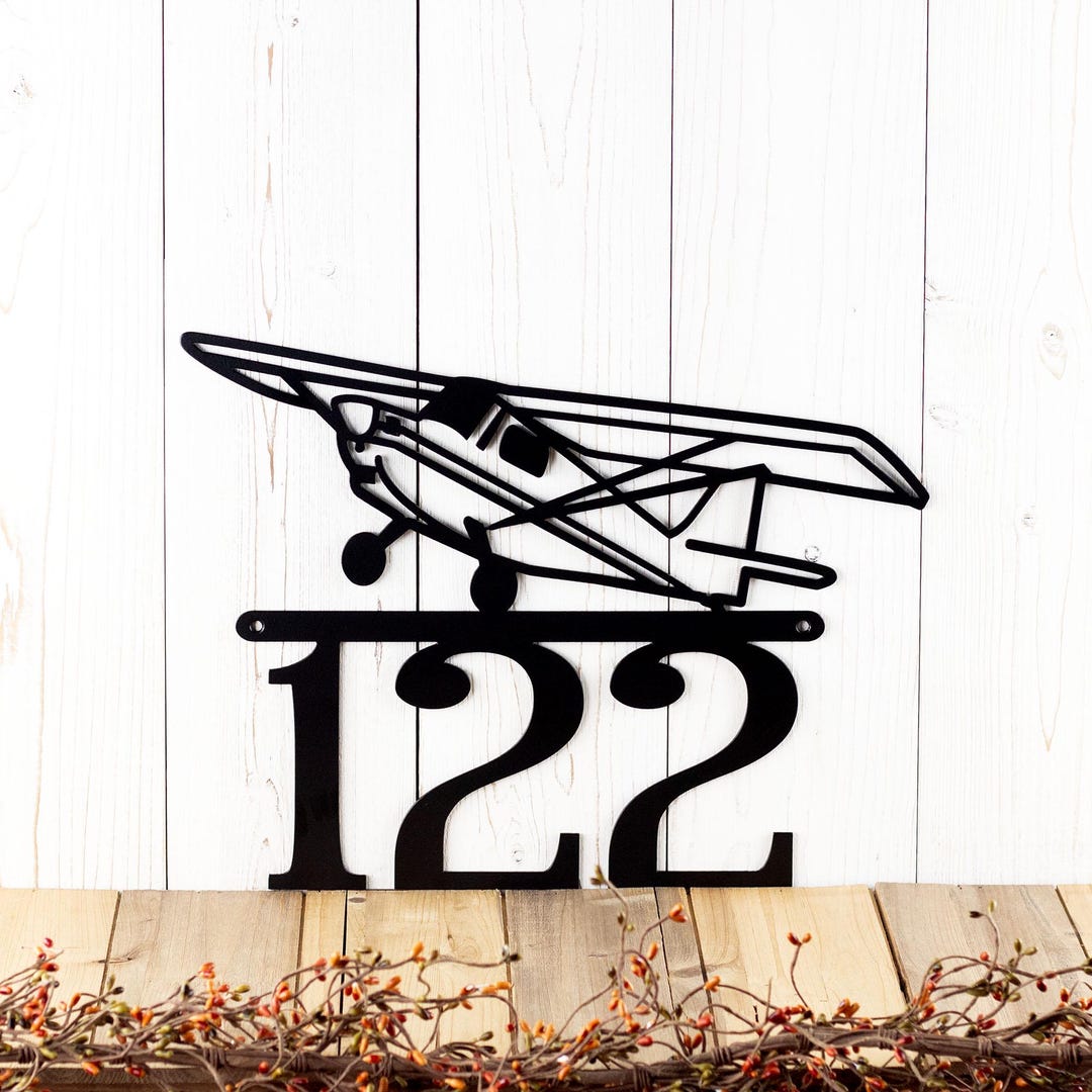 Airplane House Number Metal Sign, Aviation, Metal Wall Art, Pilot Gift ...