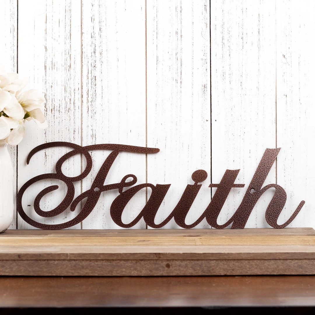 Faith Metal Sign, Religious Decor, Metal Wall Art, Spritual Decor ...
