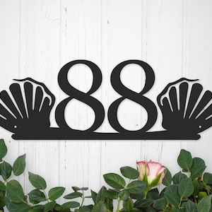 House Number Sign with Seashells Metal Address Plaque | Etsy