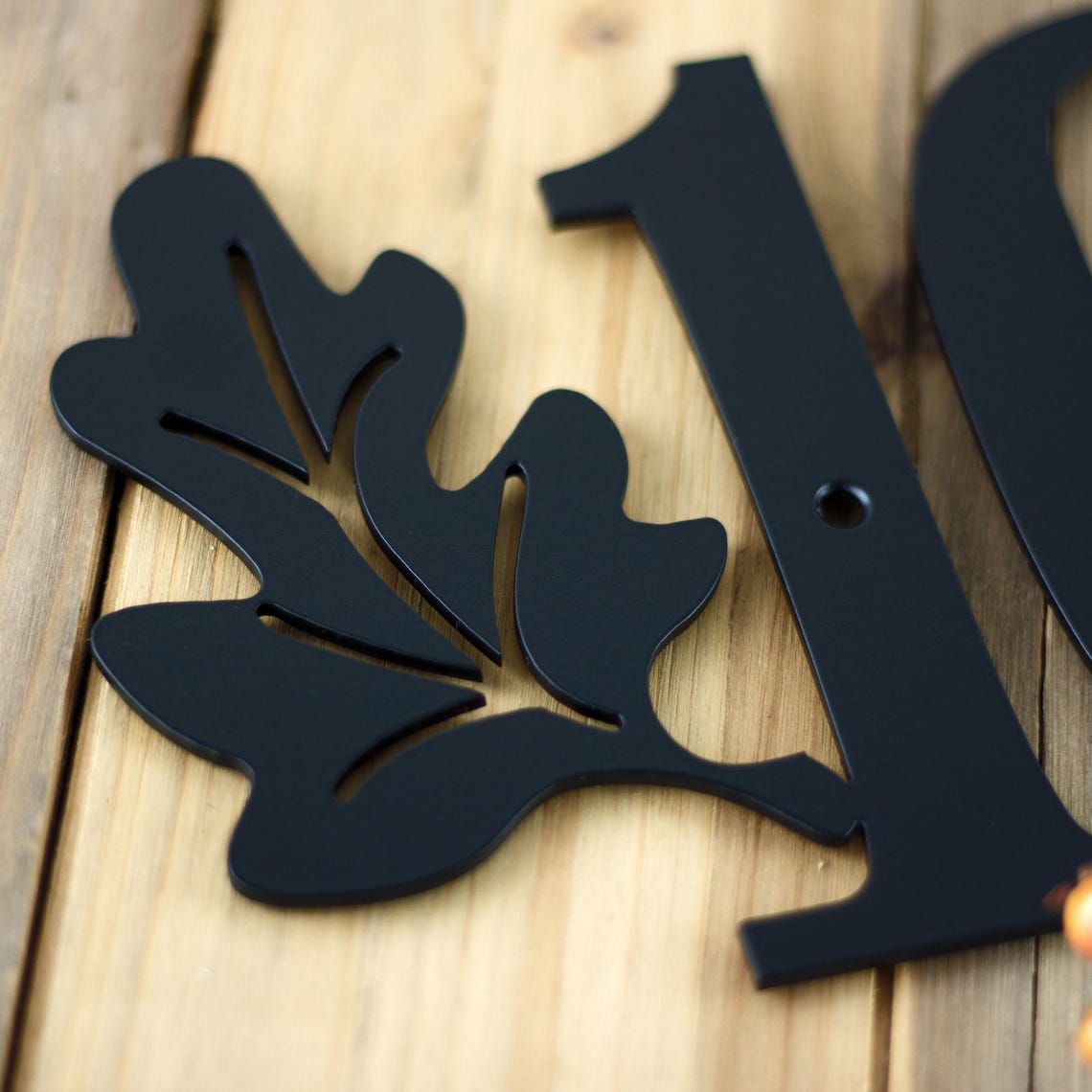 Custom Outdoor House Number Metal Sign With Oak Leaves, Address Plaque ...