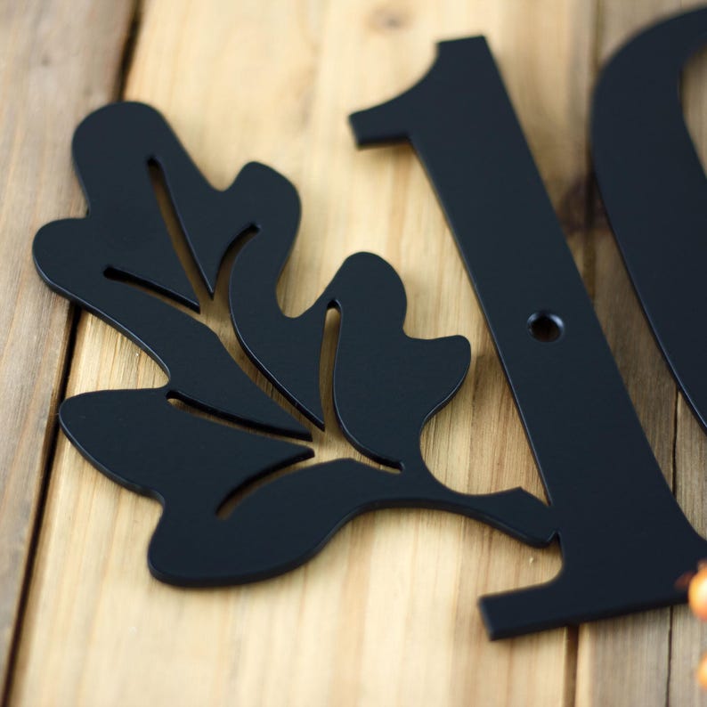 Custom Outdoor House Number Metal Sign With Oak Leaves, Address Plaque ...