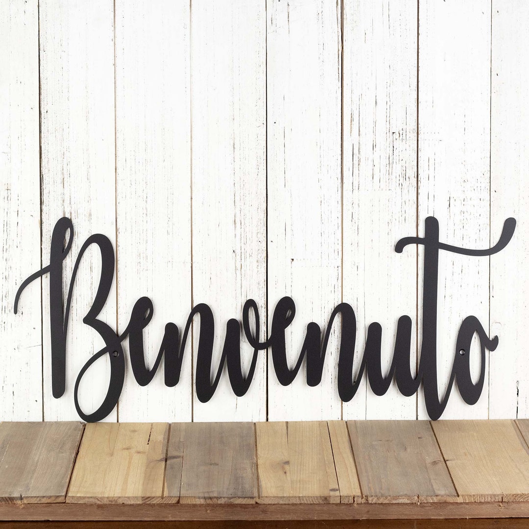 Benvenuto Sign, Cursive Welcome Sign, Italian Decor, Foyer Sign, Metal ...