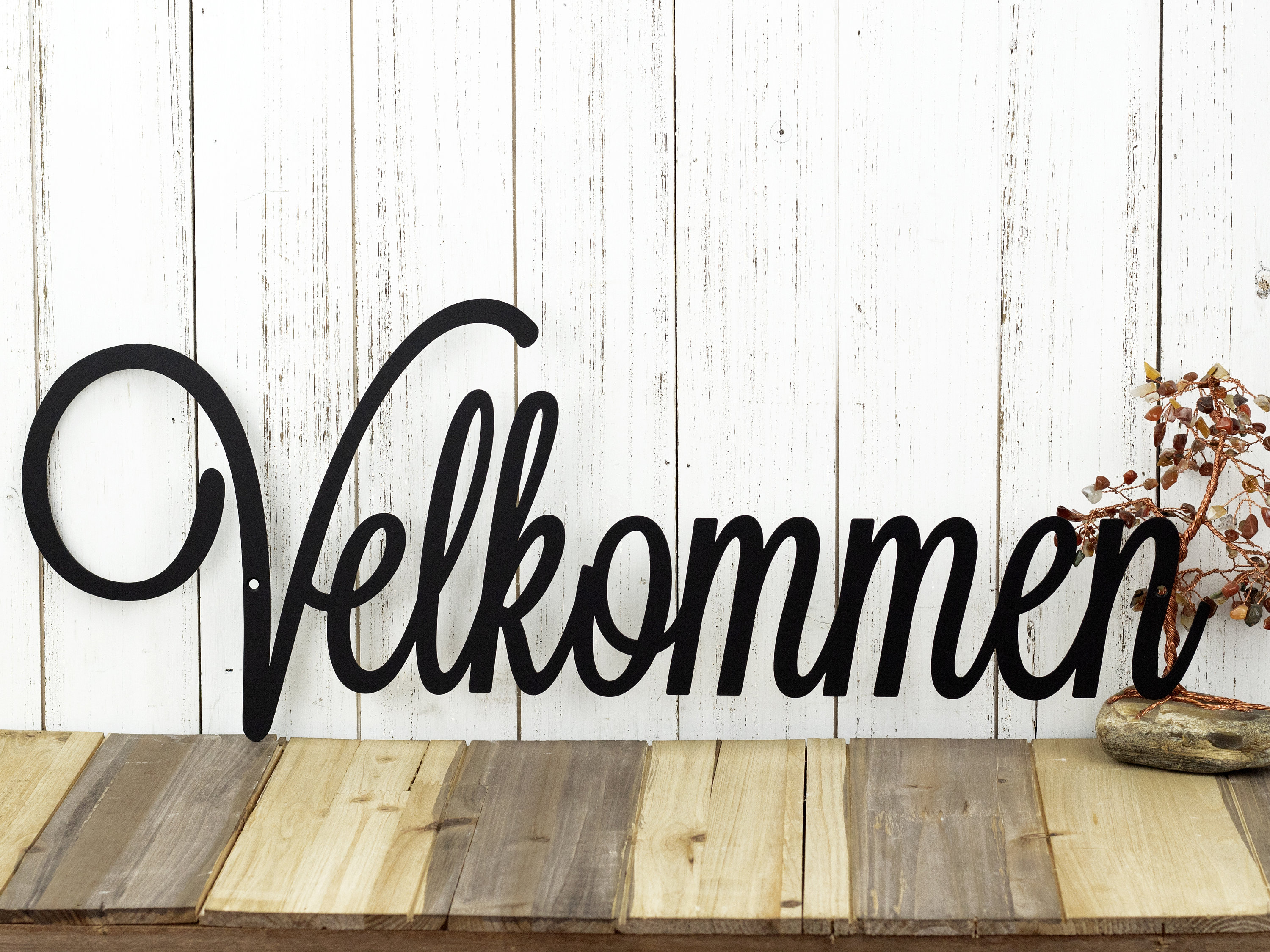 Velkommen Script Metal Sign Norwegian Welcome Word Art | Etsy