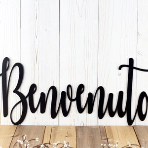 Benvenuto Sign, Cursive Welcome Sign, Italian Decor, Foyer Sign, Metal ...