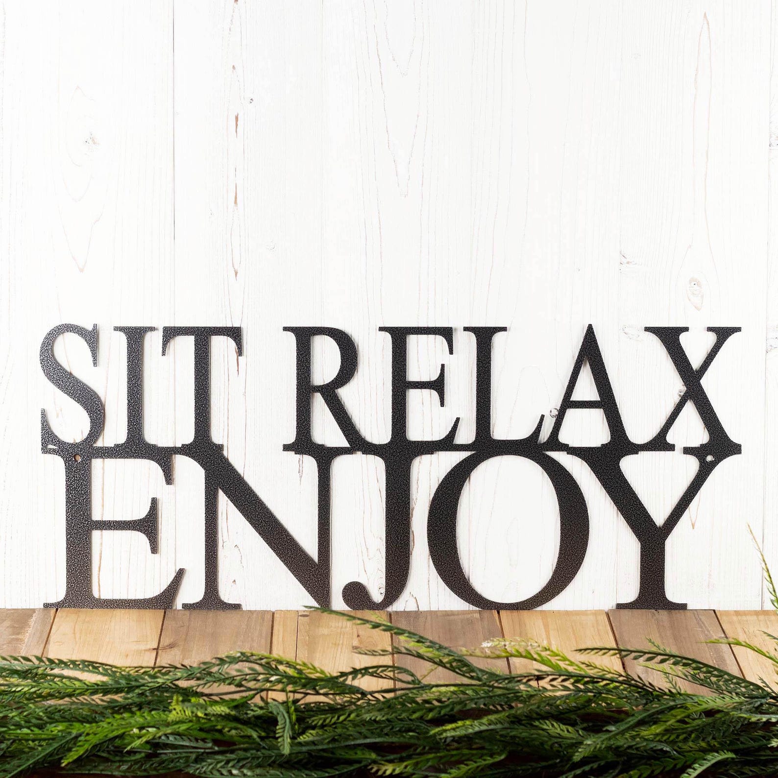 Sit Relax Enjoy Sign, Metal Signs Outdoors, Lake House Decor, Porch ...