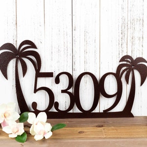 Palm Tree Address Sign, Palm Tree House Number Sign, Metal Sign, Metal ...