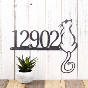 Cat House Number Metal Sign, Address Sign, Custom Sign, House Numbers ...