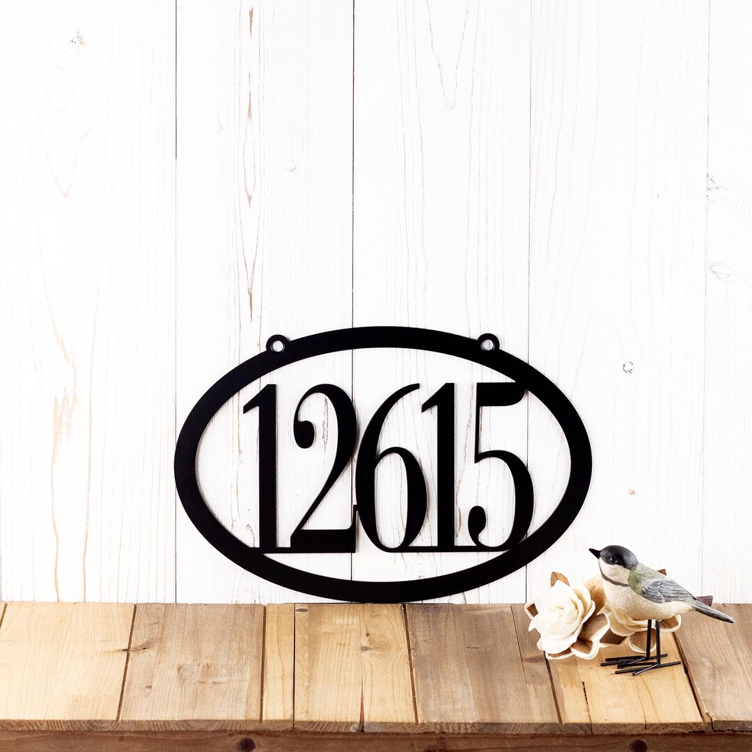 Personalized Contemporary Metal House Number Sign, Custom Horizontal ...