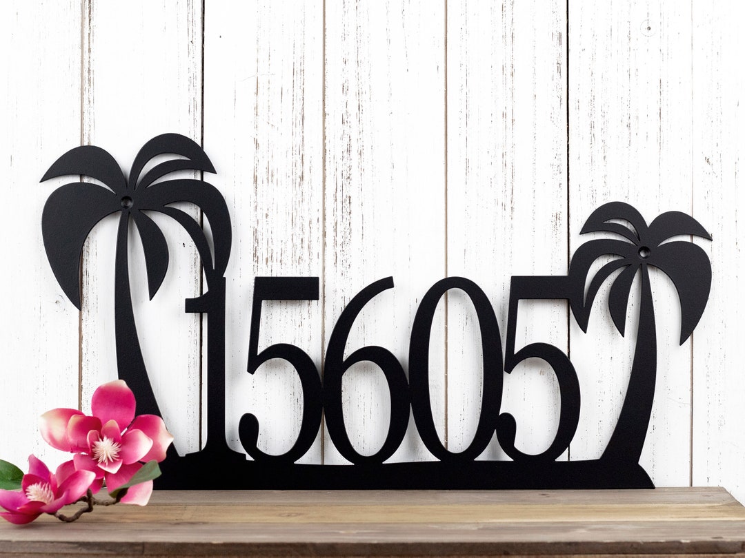 Palm Tree Address Sign Palm Tree House Number Sign Metal - Etsy