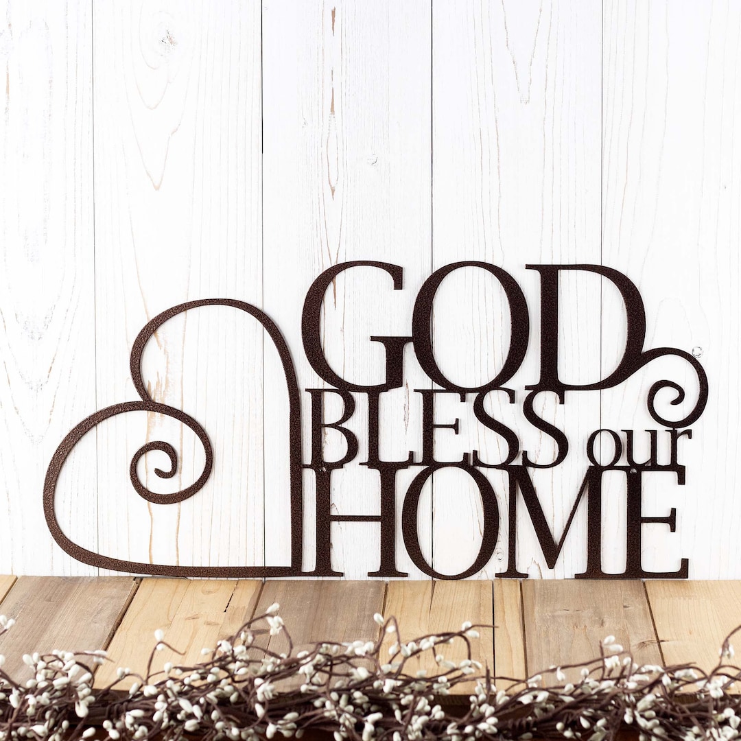 God Bless Our Home Sign, Bless This Home Sign, Heart Wall Hanging ...