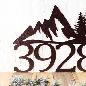 Custom Mountain House Number Metal Sign, Pine Tree, Address Plaque ...
