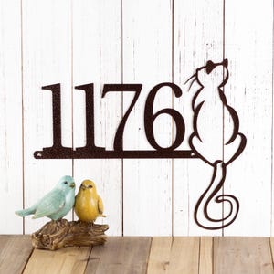 Cat House Number Metal Sign, Address Sign, Custom Sign, House Numbers ...