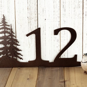 Rustic House Number Pine Trees Metal Sign House Numbers - Etsy