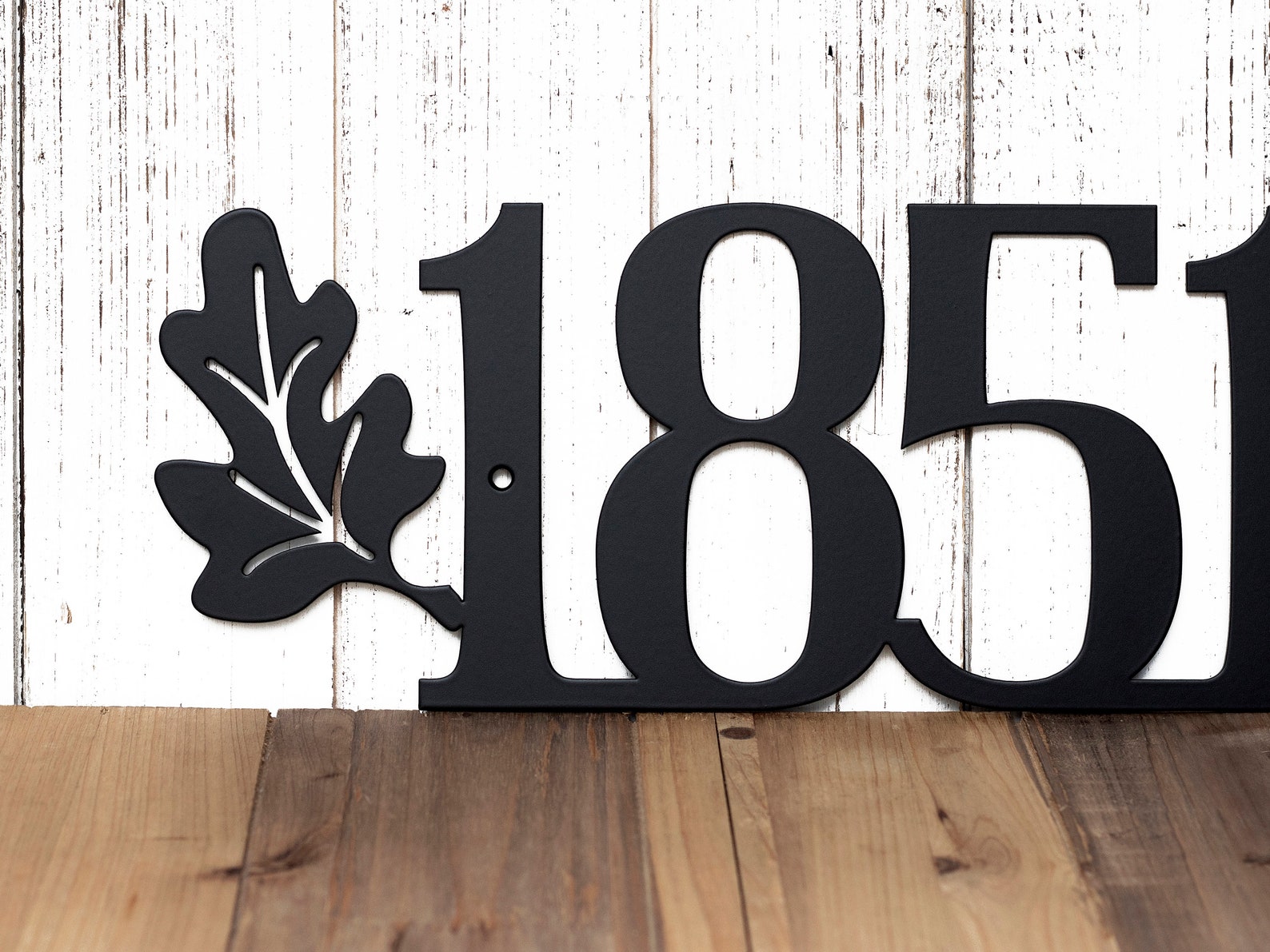 Custom Outdoor House Number Metal Sign With Oak Leaves - Etsy