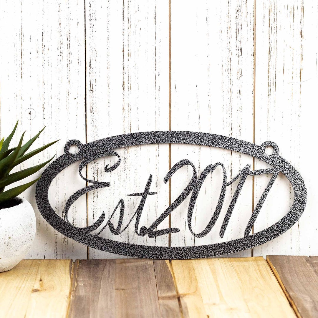 Custom Family Established Year Metal Sign, Personalized Oval Est. Date ...