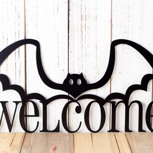 Halloween Bat Welcome Metal Sign, Halloween Decor, Halloween, Bats ...