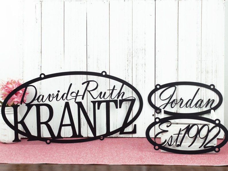 Custom Metal Family Name Sign Established in Laser Cut Steel - Etsy
