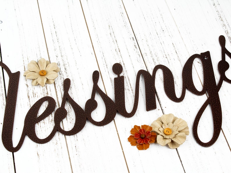 Blessings Decorative Metal Wall Art Cursive Script - Etsy