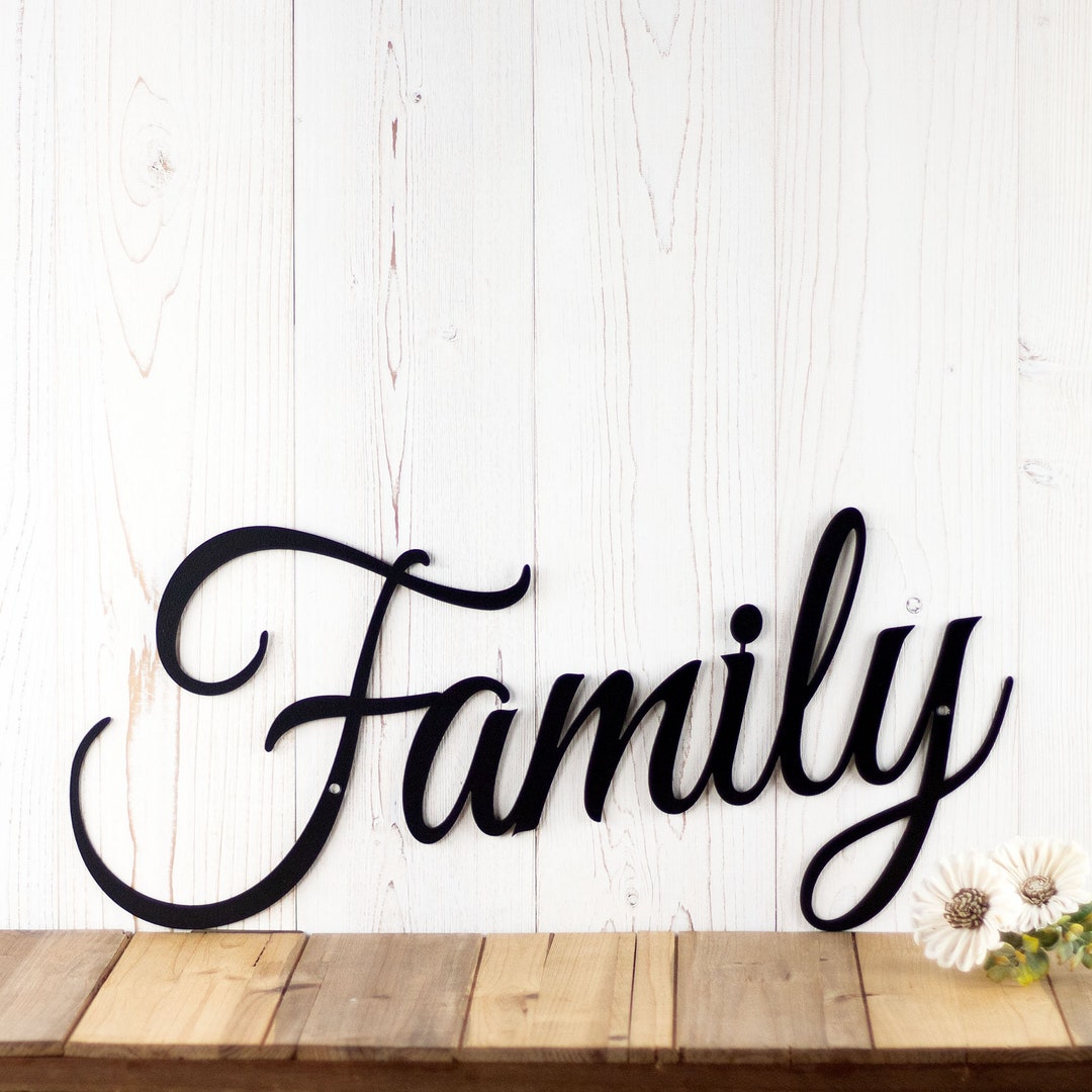Family Sign, Metal Sign, Metal Wall Art, Wall Hanging, Script, Metal ...