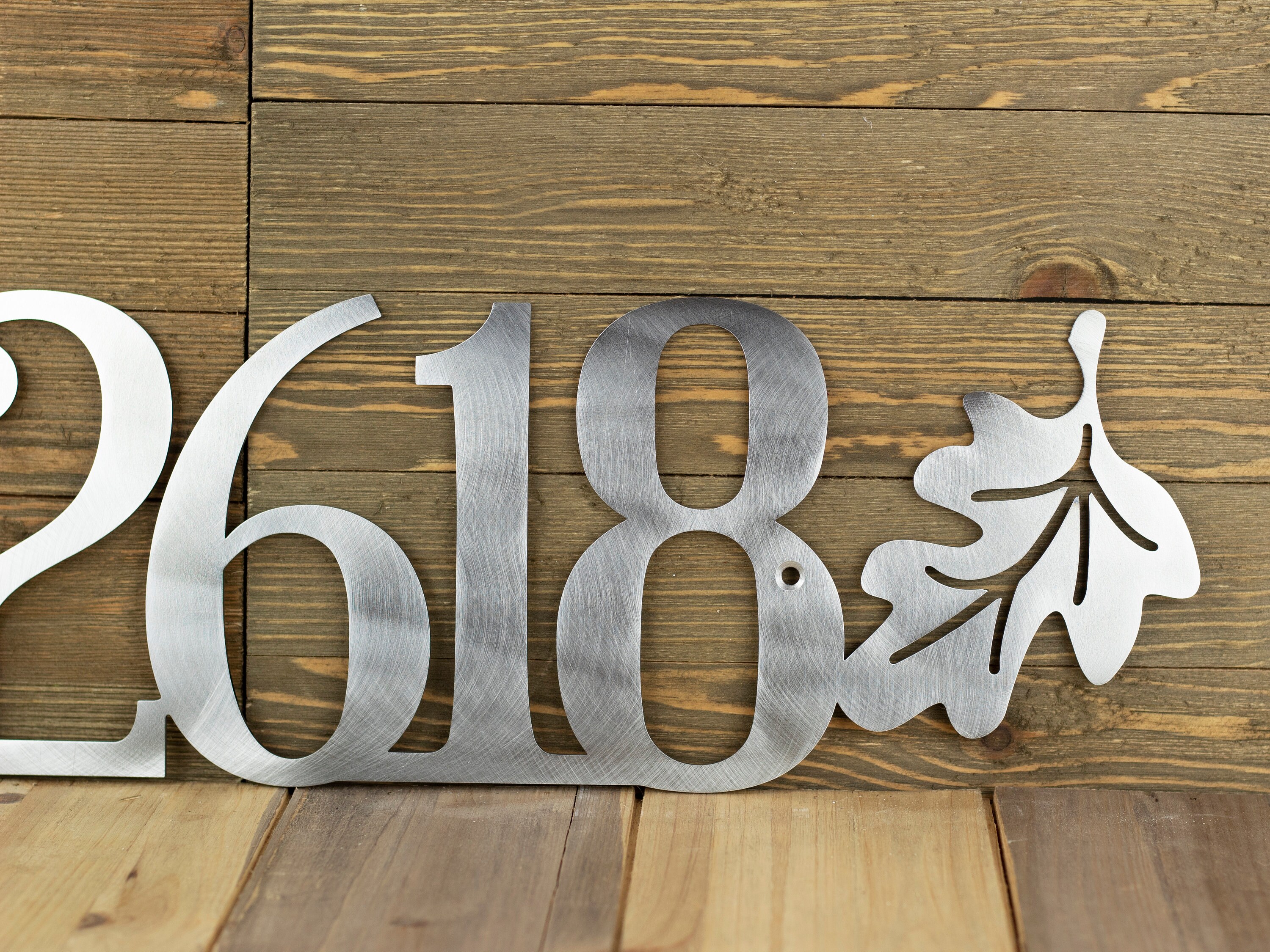 House Number Plaque with Oak Leaves Metal House Numbers | Etsy
