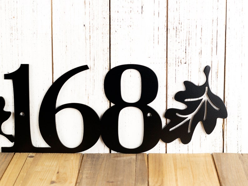 Custom Outdoor House Number Metal Sign With Oak Leaves - Etsy