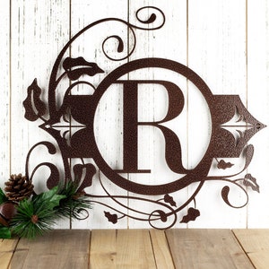 Monogram Metal Wall Art Custom Sign Monogrammed Letter Sign - Etsy