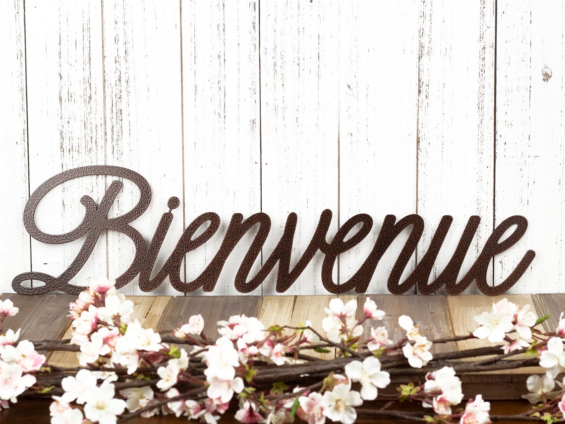 Bienvenue Sign Welcome Sign Metal Word Art Outdoor Metal | Etsy