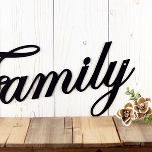 Family Sign, Metal Sign, Metal Wall Art, Wall Hanging, Script, Cursive ...