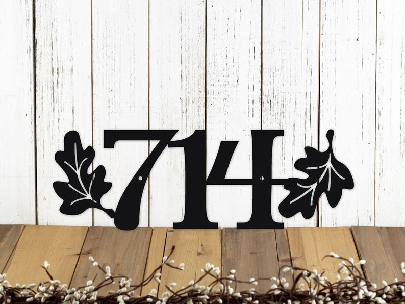 Custom Outdoor House Number Metal Sign With Oak Leaves 3 - Etsy