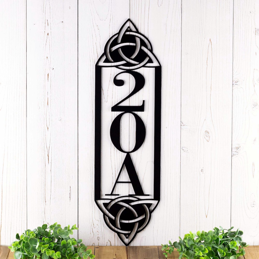 Celtic Knot Vertical Outdoor House Number Metal Sign, Address Plaque ...