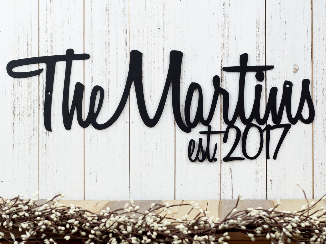 Custom Family Last Name Script Metal Sign Black 21.5x8.5 | Etsy
